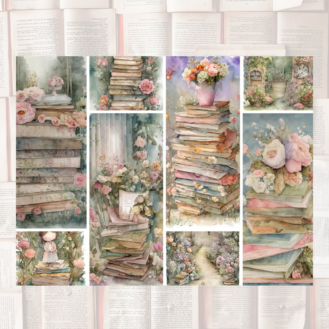 Book Lovers Printable Digital Download 5 Collage Pages Bookmarks Tags ...