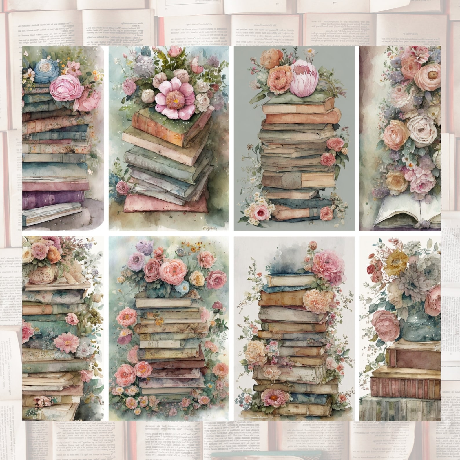 Book Lovers Printable Digital Download 5 Collage Pages Bookmarks Tags ...