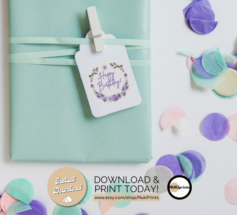 Happy Birthday Gift Tags, Printable Gift Tags, Birthday Gift Labels ...