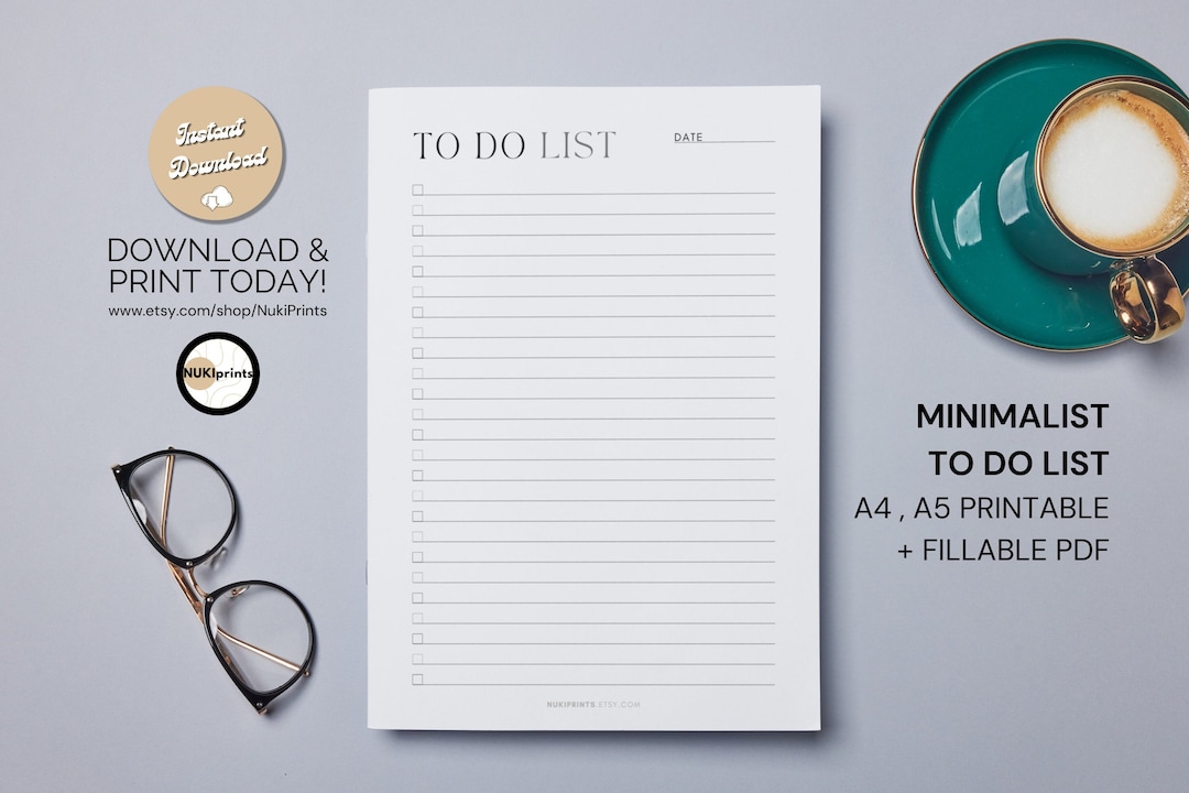 Minimalist to Do List Printable, Simple Tasks List Template ...