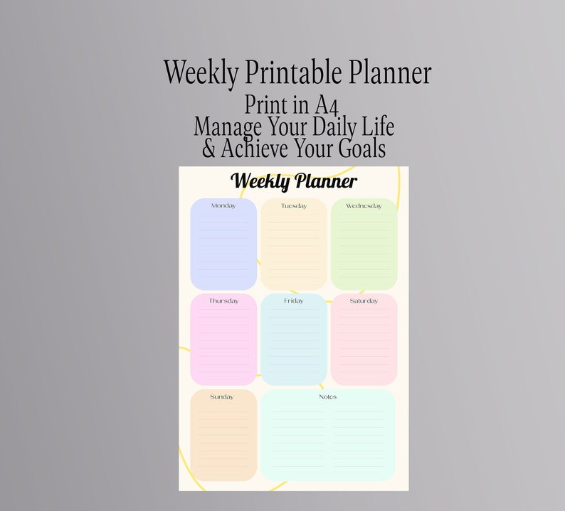 Weekly Planner Printable | Vertical | Minimalist Weekly | Week at a ...
