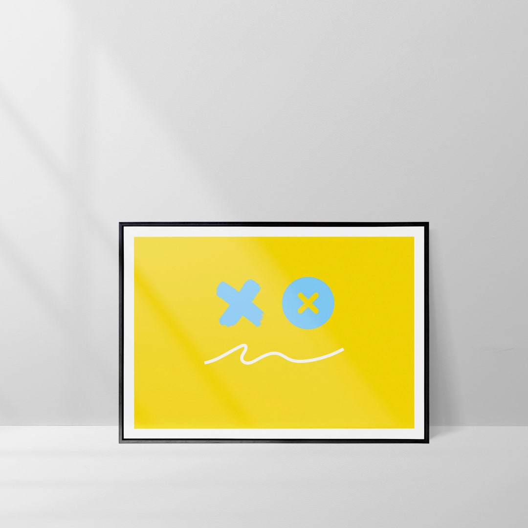 Drunk Yellow Mellow Face Wall Art | Horizontal Colourful Art | Montage ...