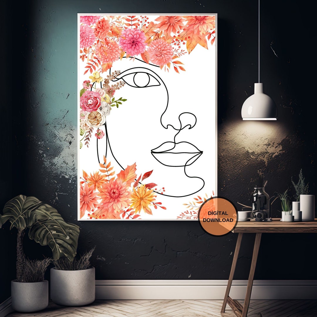 Woman Line Art Print , Woman Line Drawing Wall Art, Living Room Wall ...