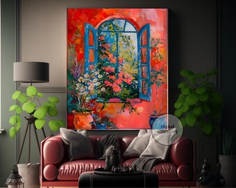 Flowers Wall Art, Vibrant Colors Wall Decor, Colorful Maximalist Fine ...