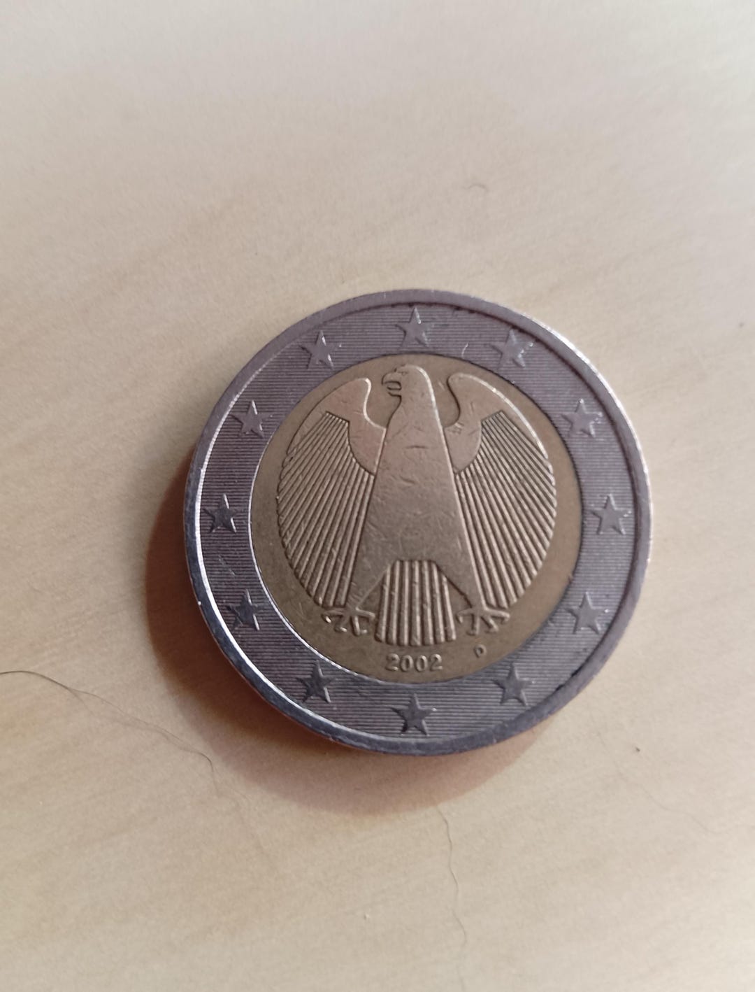 Rare German 2 Euro Coin From 2002, With Eagle, Letter D for Collector ...