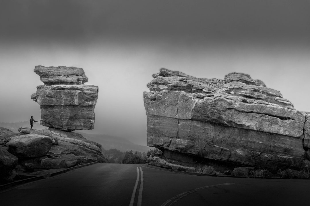 Balanced Rock B&W Garden of Gods Snowy Colorado Springs Canvas, Acrylic ...