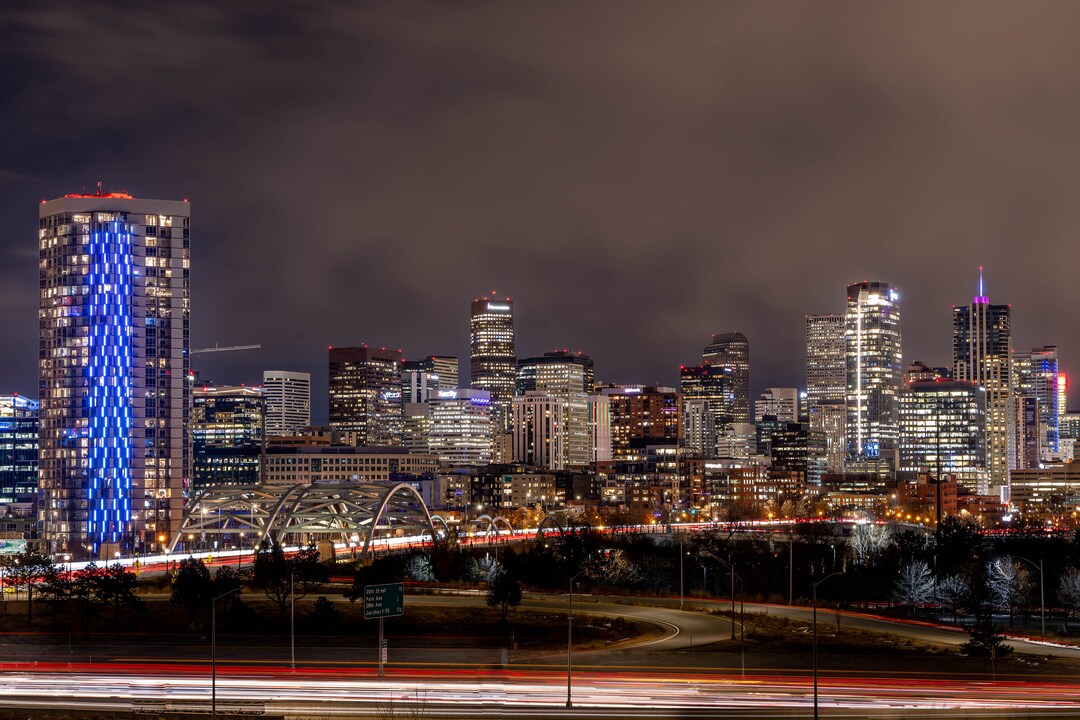 Denver Downtown City Skyline Night View Colorado Canvas, Acrylic Print ...