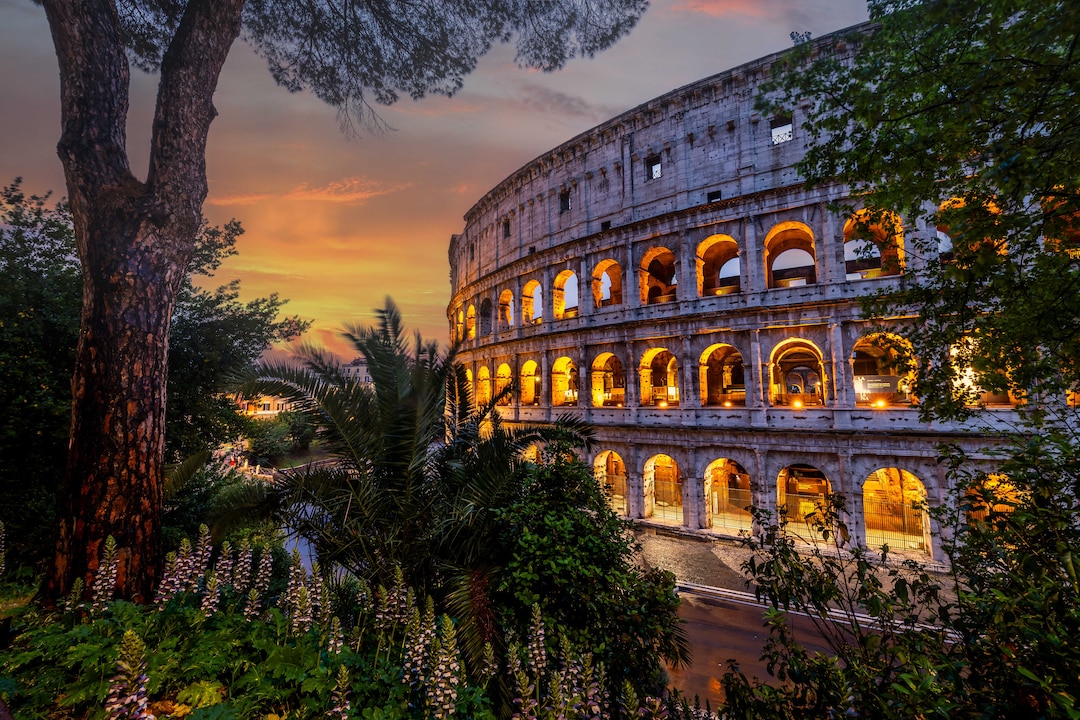 Colosseum Golden Hour Side View Rome Italy Canvas, Acrylic, Aluminum ...