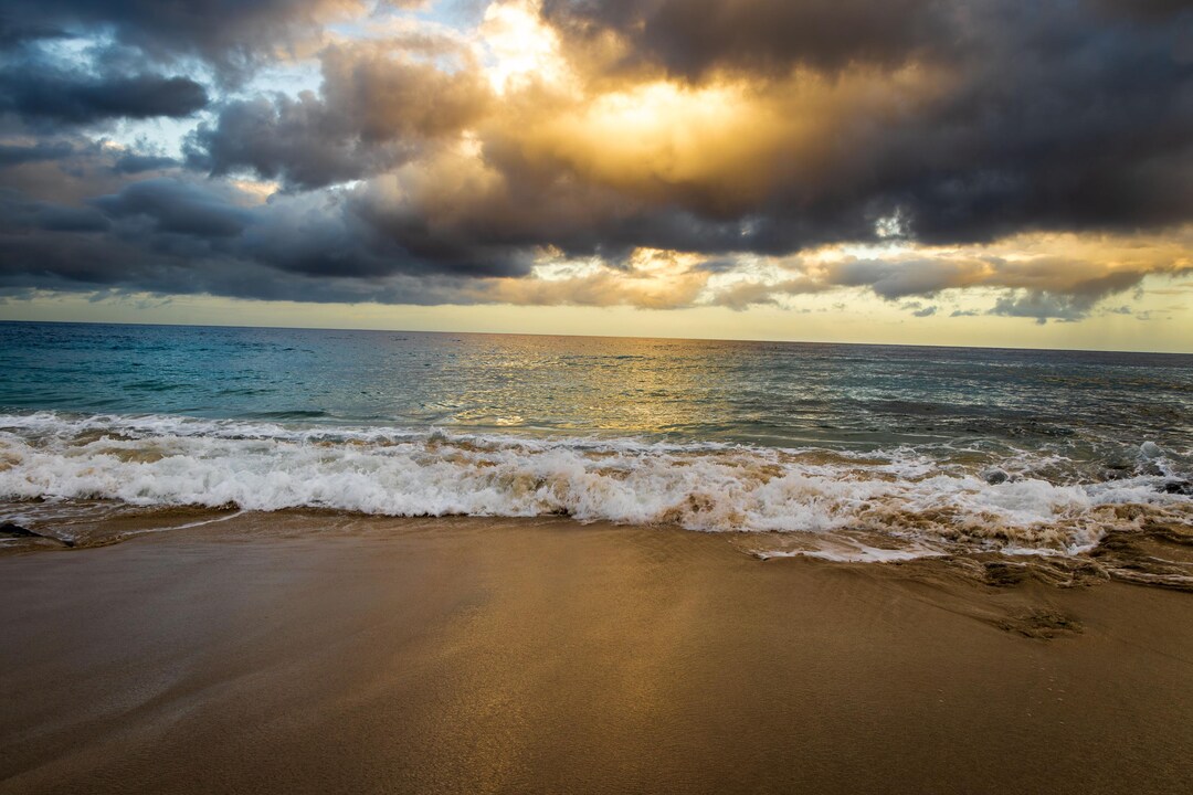 White Sand Beach Golden Hour Kona Big Island Hawaii Canvas, Acrylic ...