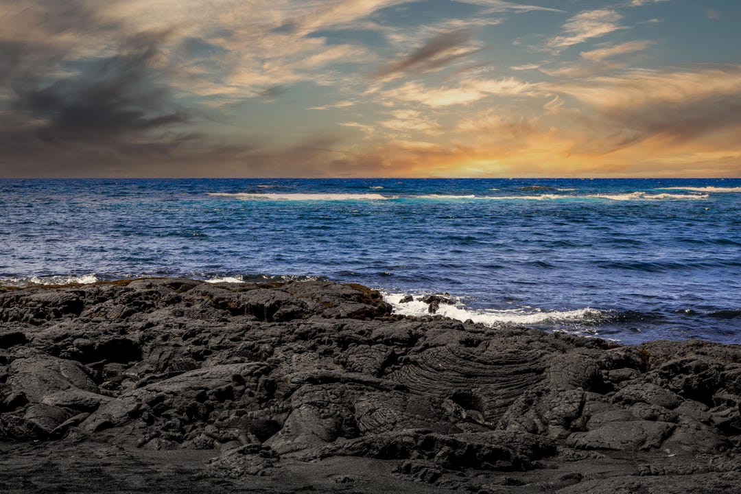 Black Sand Beach Hawaii Volcano National Park Ocean View Canvas ...