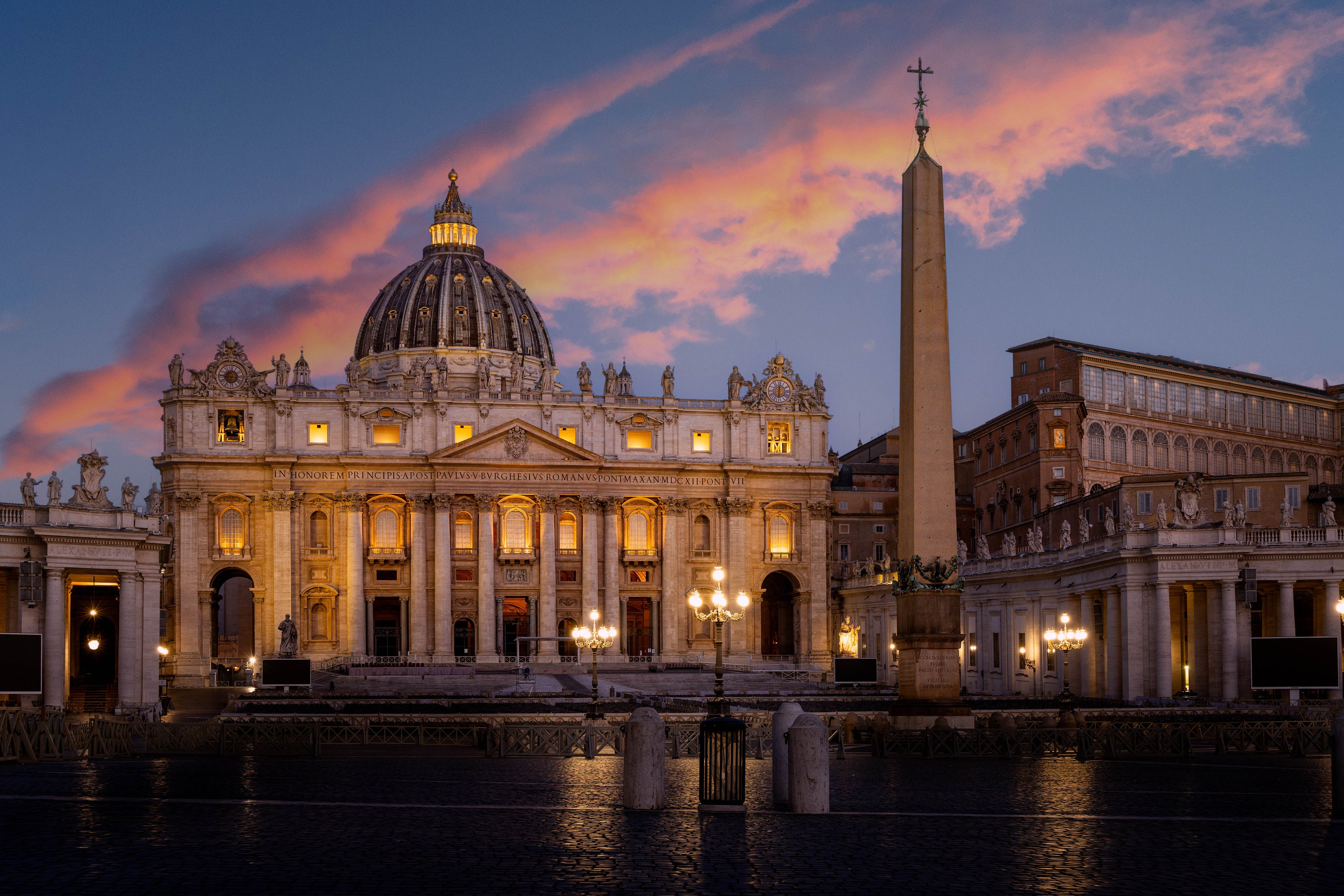 St. Peter's Basilica Golden Hour View Vatican Rome Italy Canvas ...