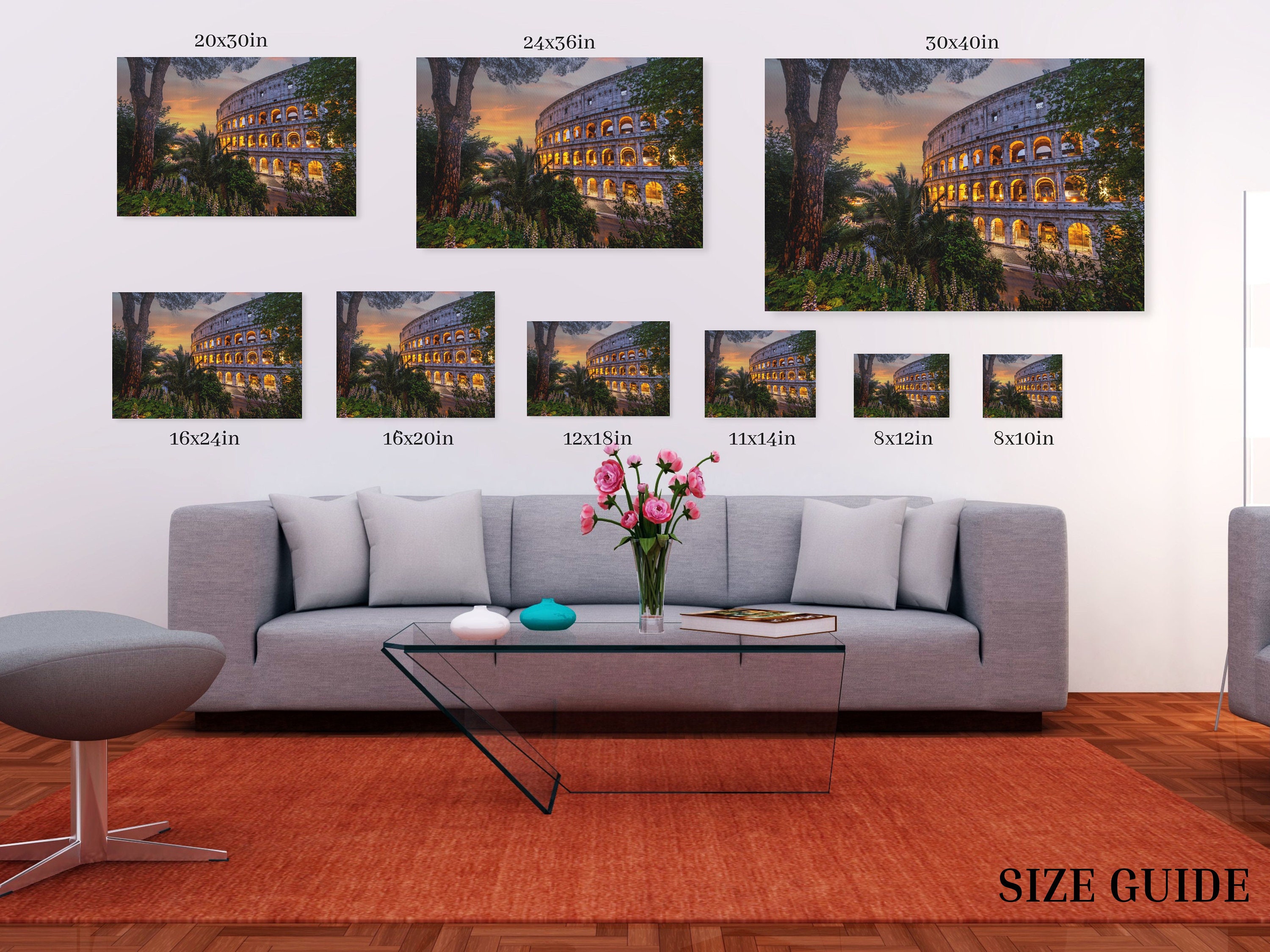 Colosseum Golden Hour Side View Rome Italy Canvas, Acrylic, Aluminum ...