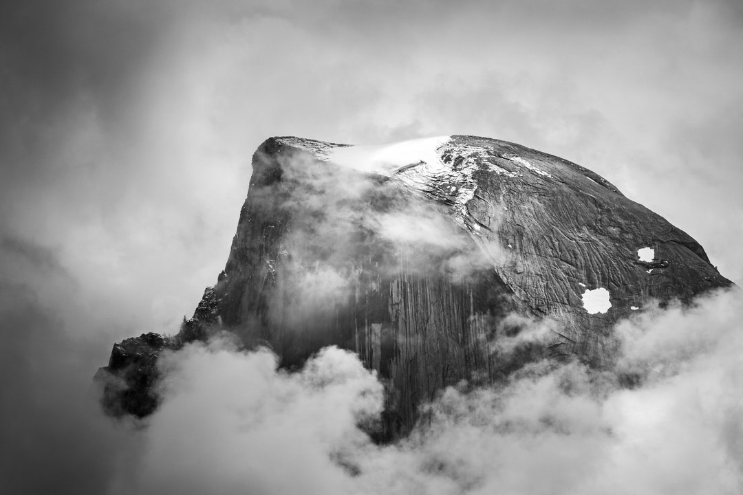 Yosemite National Park Half Dome Snow Fog Clouds B&W Canvas, Acrylic ...