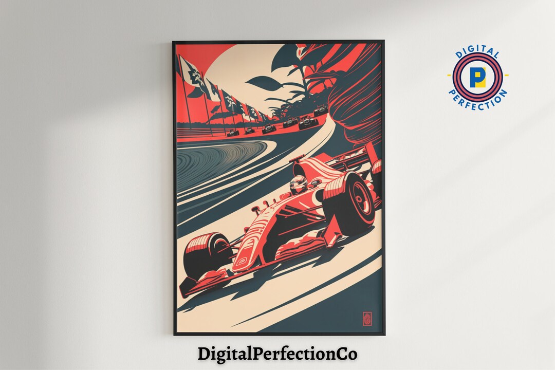 Vintage Japanese Formula 1 Racing Art Japanese Art Print Printable Wall Art Ukiyo-e Racing ...
