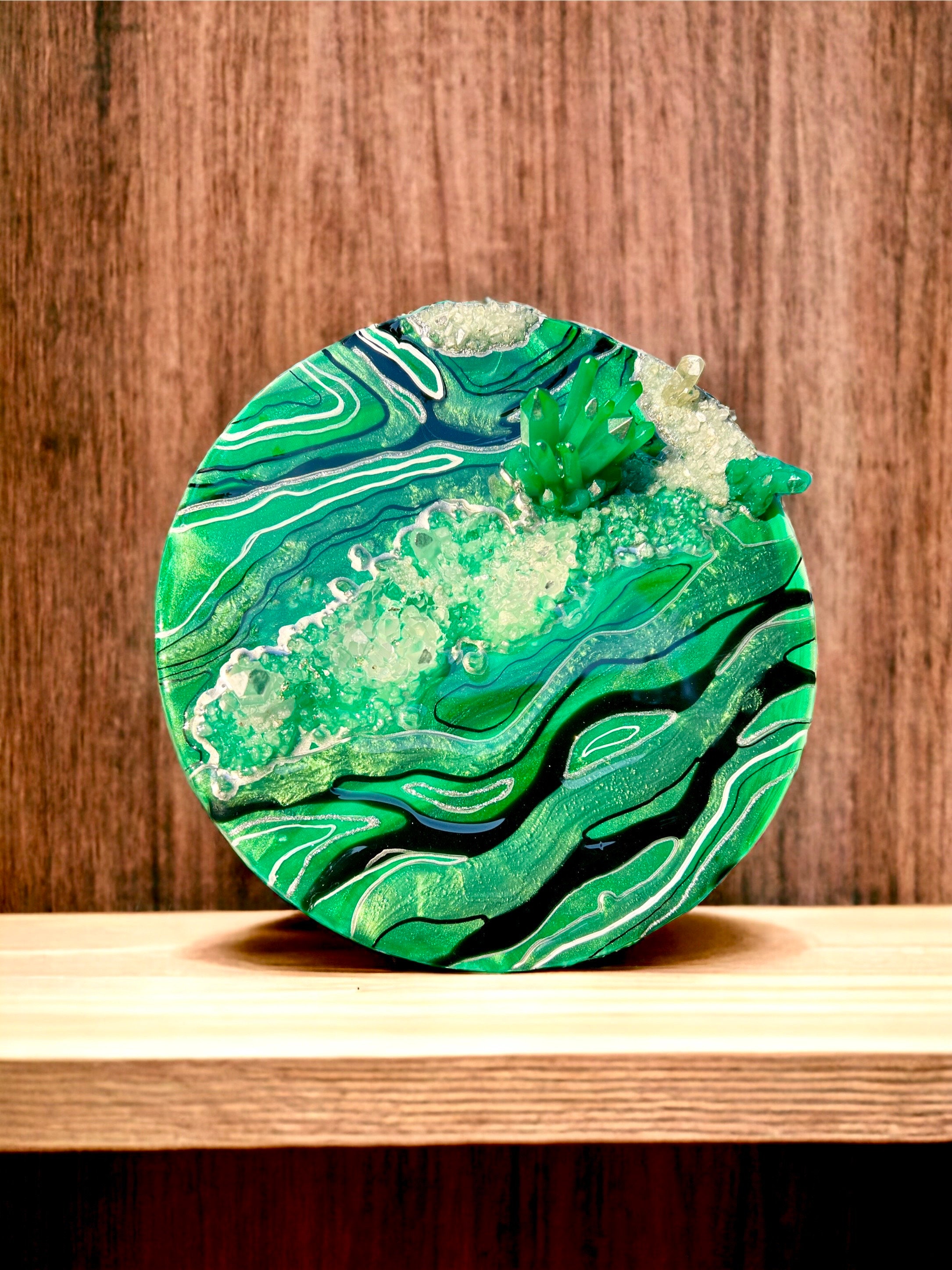 Emerald & Quartz Inspired Resin Geode Wall Art 12” - Etsy