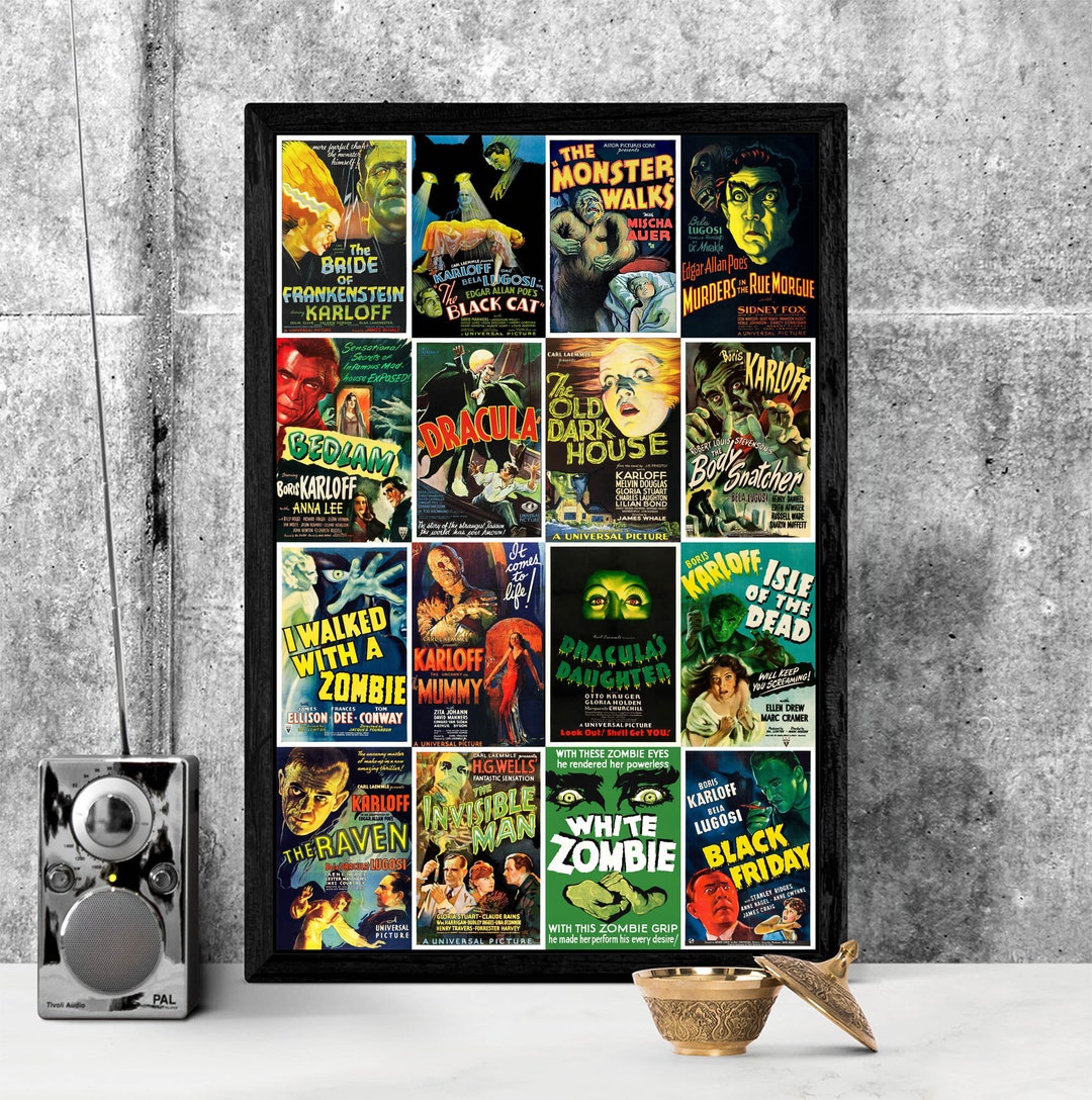 Vintage Horror Movies Poster Retro Scary Movie Wall Art, Spooky ...