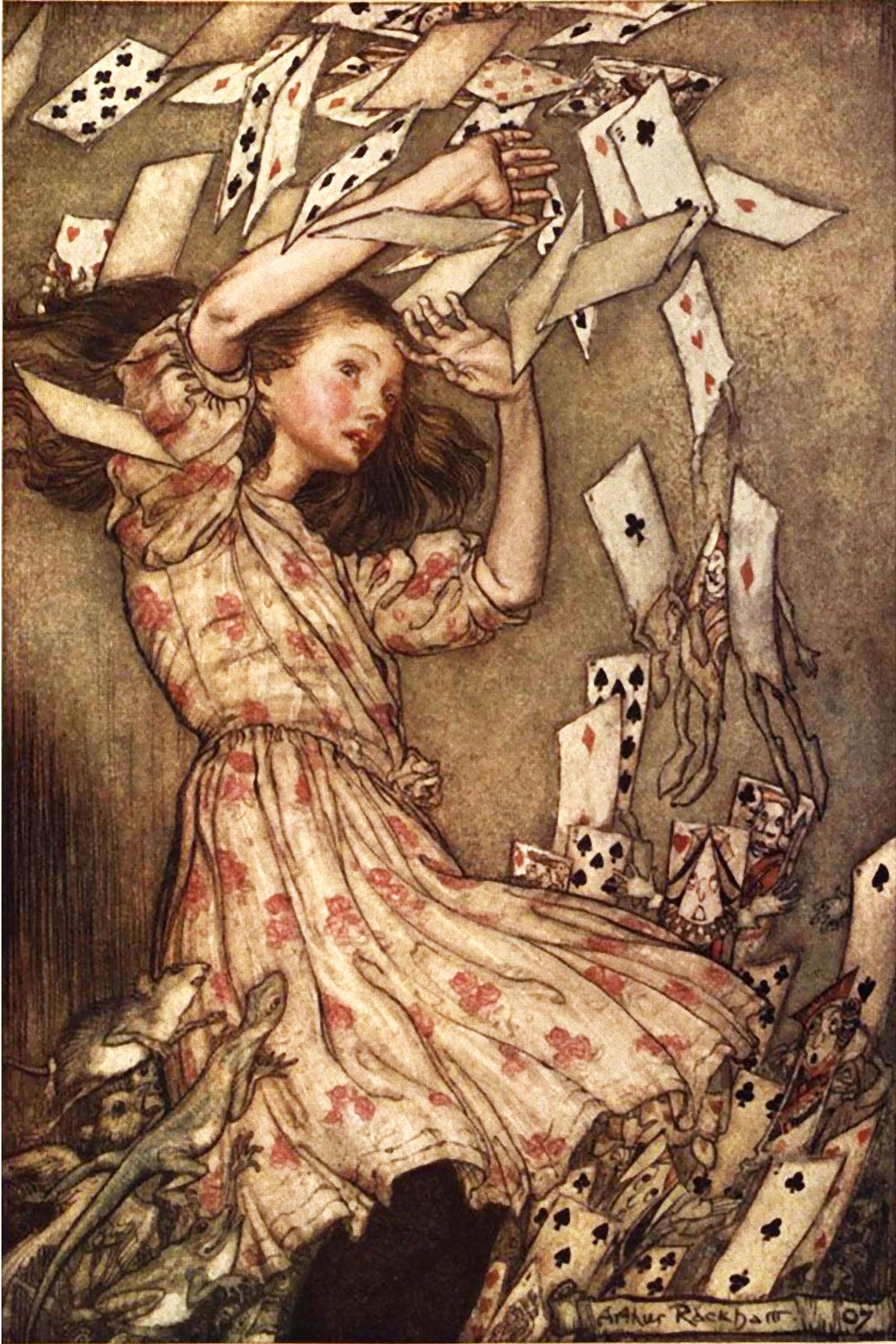 Alice in Wonderland Vintage Art Poster Alice With Cards, Classic ...