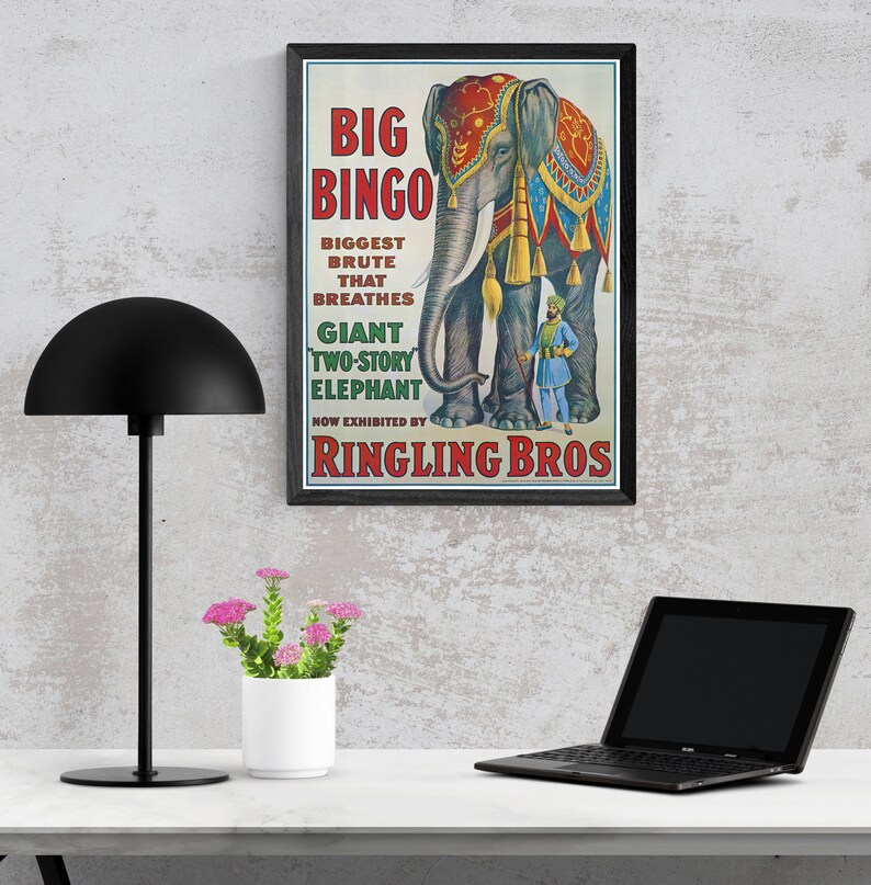 Circus Poster ~ Barnum & Bailey: Big Bingo Elephant | Circus Wall Art ...