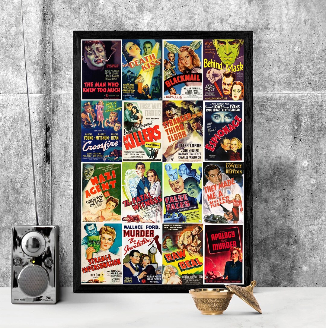 Vintage Crime Thriller Movie Poster | Retro Movie Wall Art, Dramatic ...