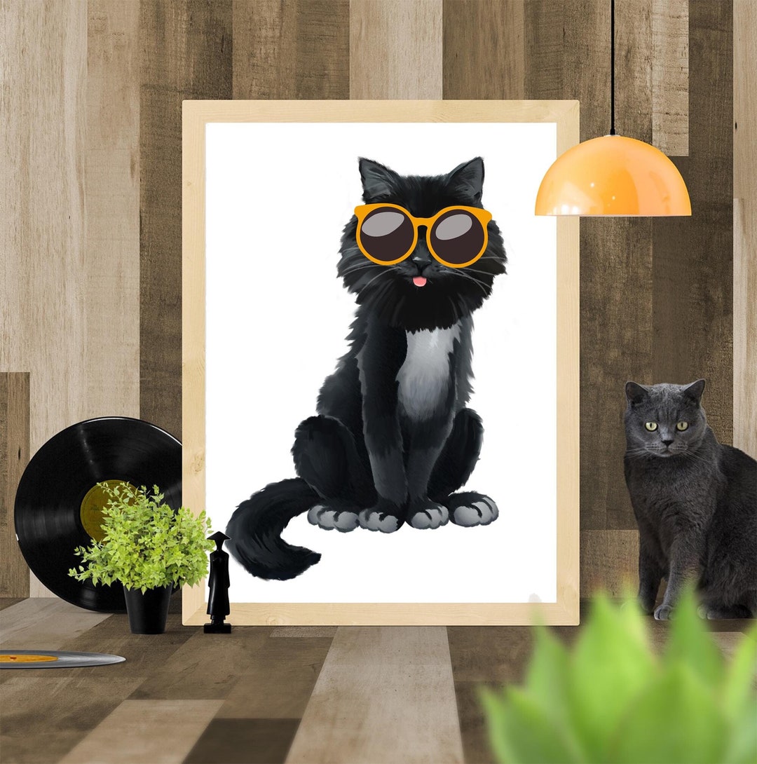 Cool Cat Poster | Cat Wall Art, Pet Lover Decor, Kitty Art, Gift for ...
