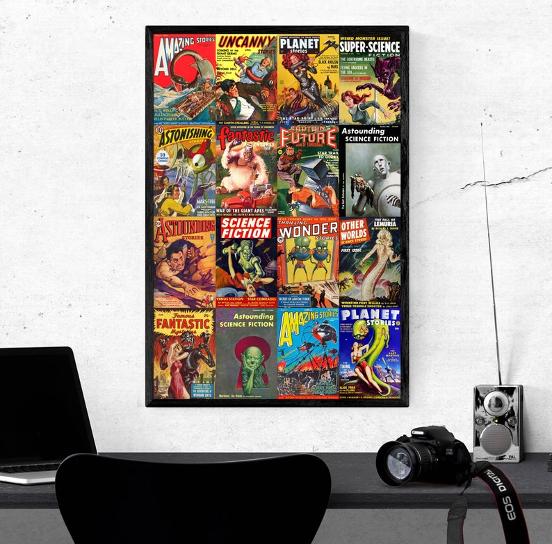 Science Fiction Pulp Magazine Covers Poster | Vintage Sci-fi Art, Retro ...