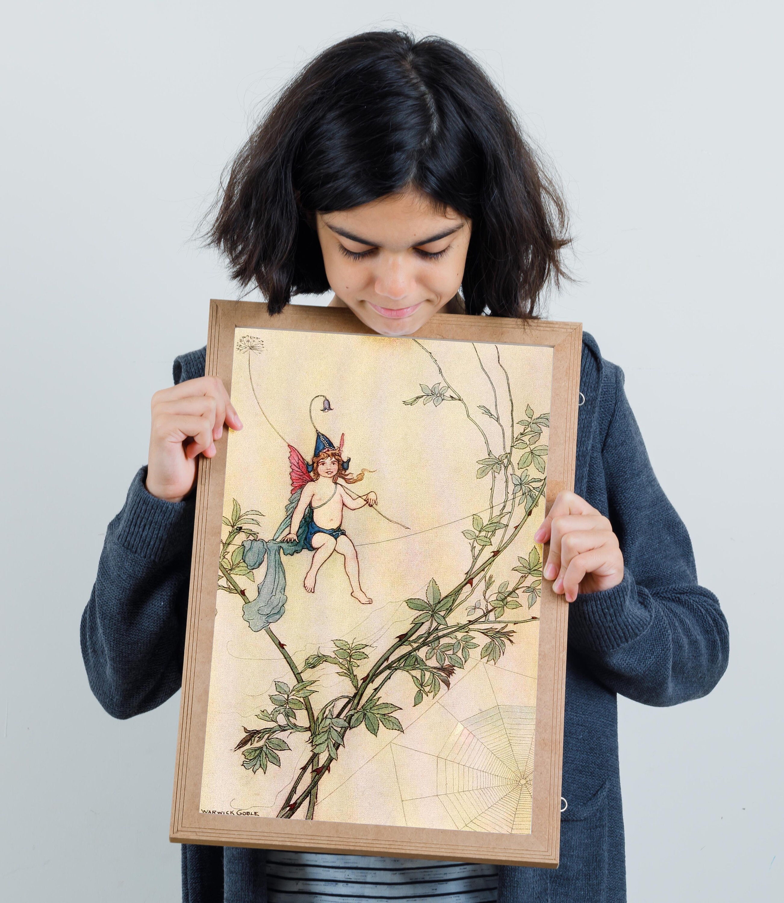 Fairy Puck on Spider Web Vintage Art Poster | Fairy Aesthetic Décor ...