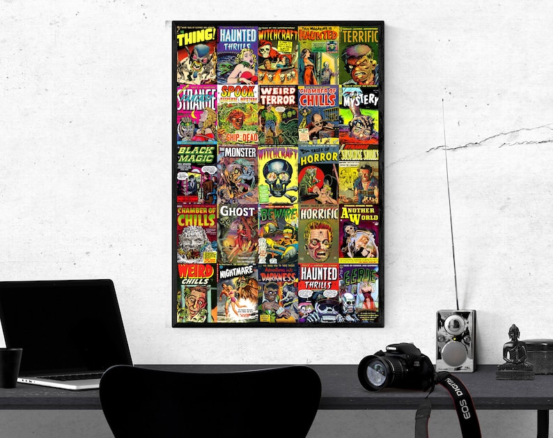 Horror Comic Book Covers Poster | 1950s Comics Covers, Horror Fan Gift ...