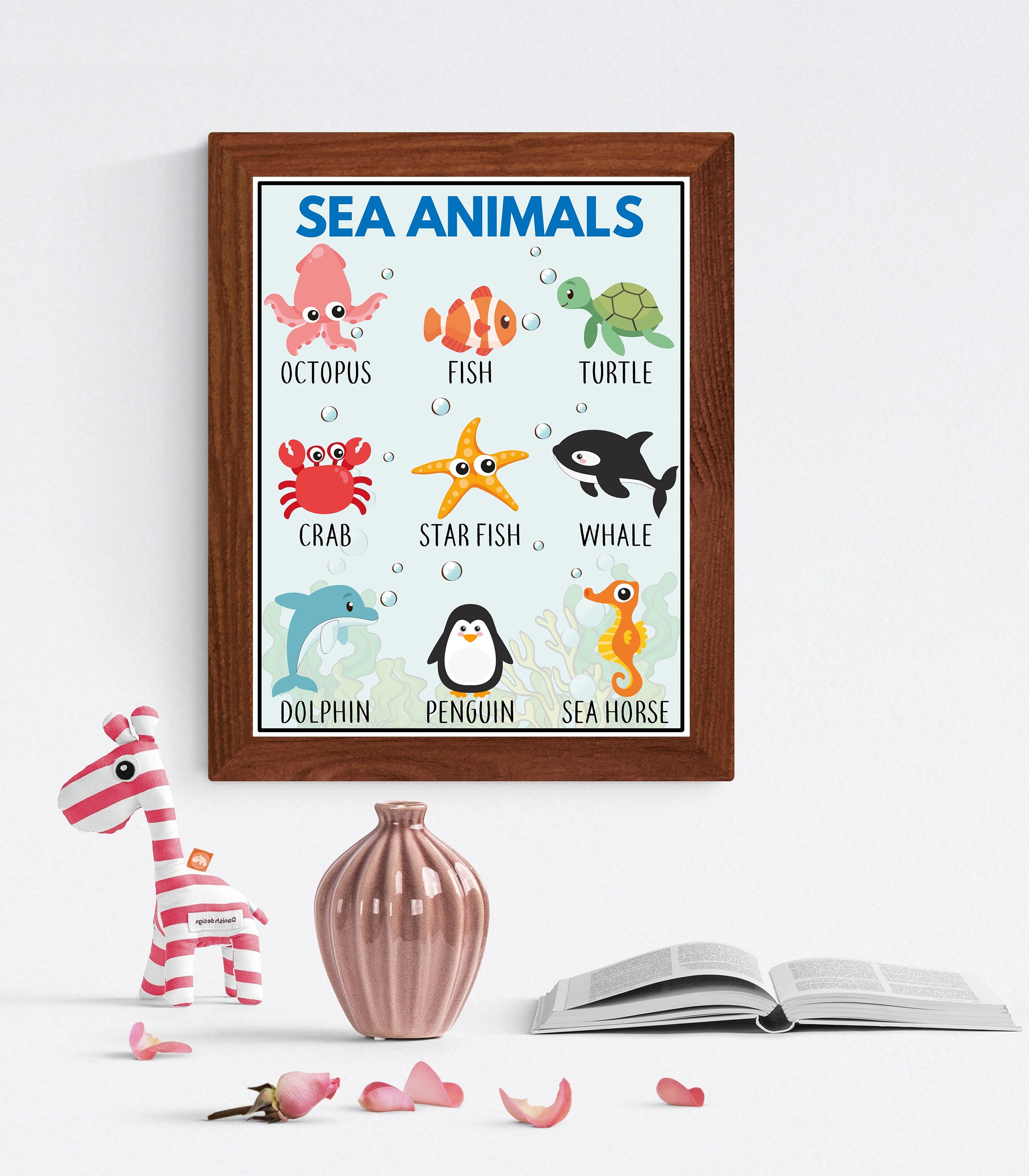 Cute SEA ANIMALS Poster | Ocean Nursery Decor, Kids Playroom, Pre ...