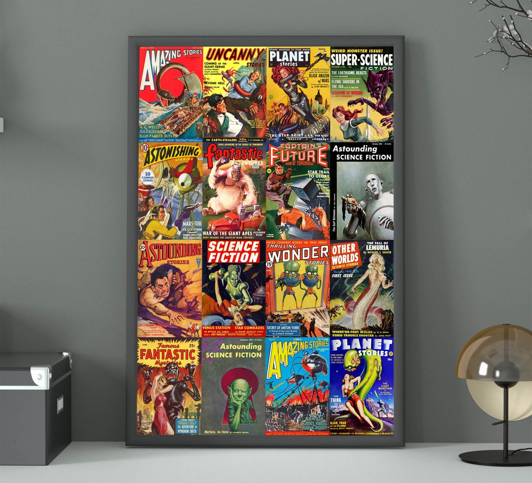 Science Fiction Pulp Magazine Covers Poster Vintage Sci-fi - Etsy
