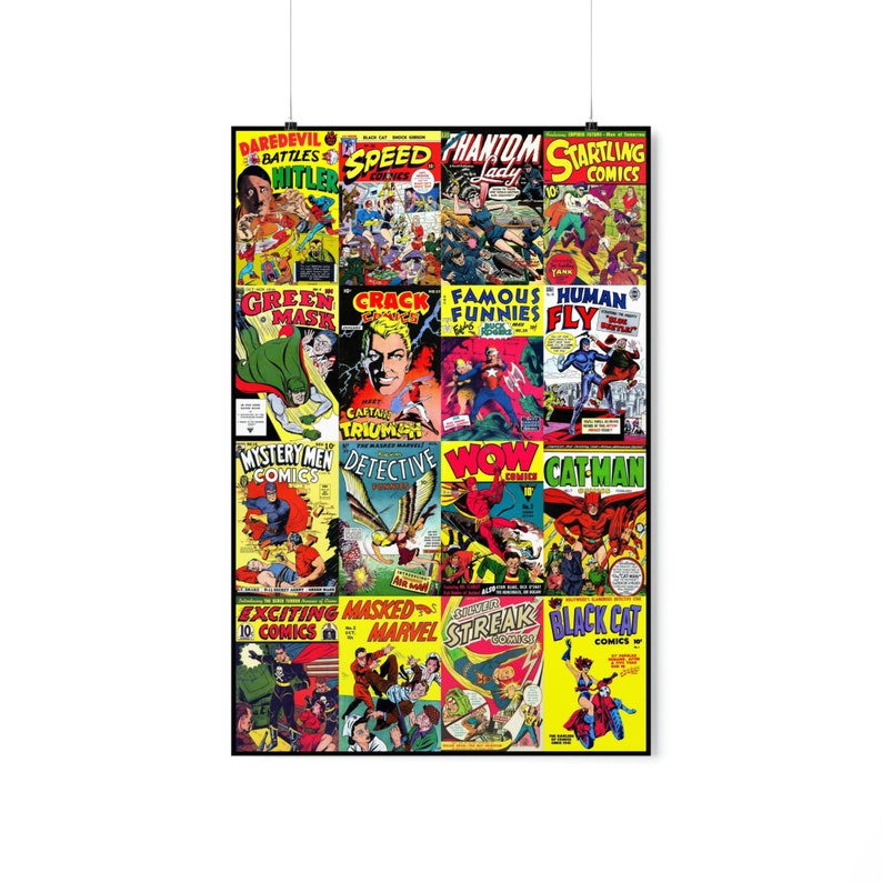 Vintage Super Hero Comic Book Poster Comic Book Covers, Comics Fan Gift ...