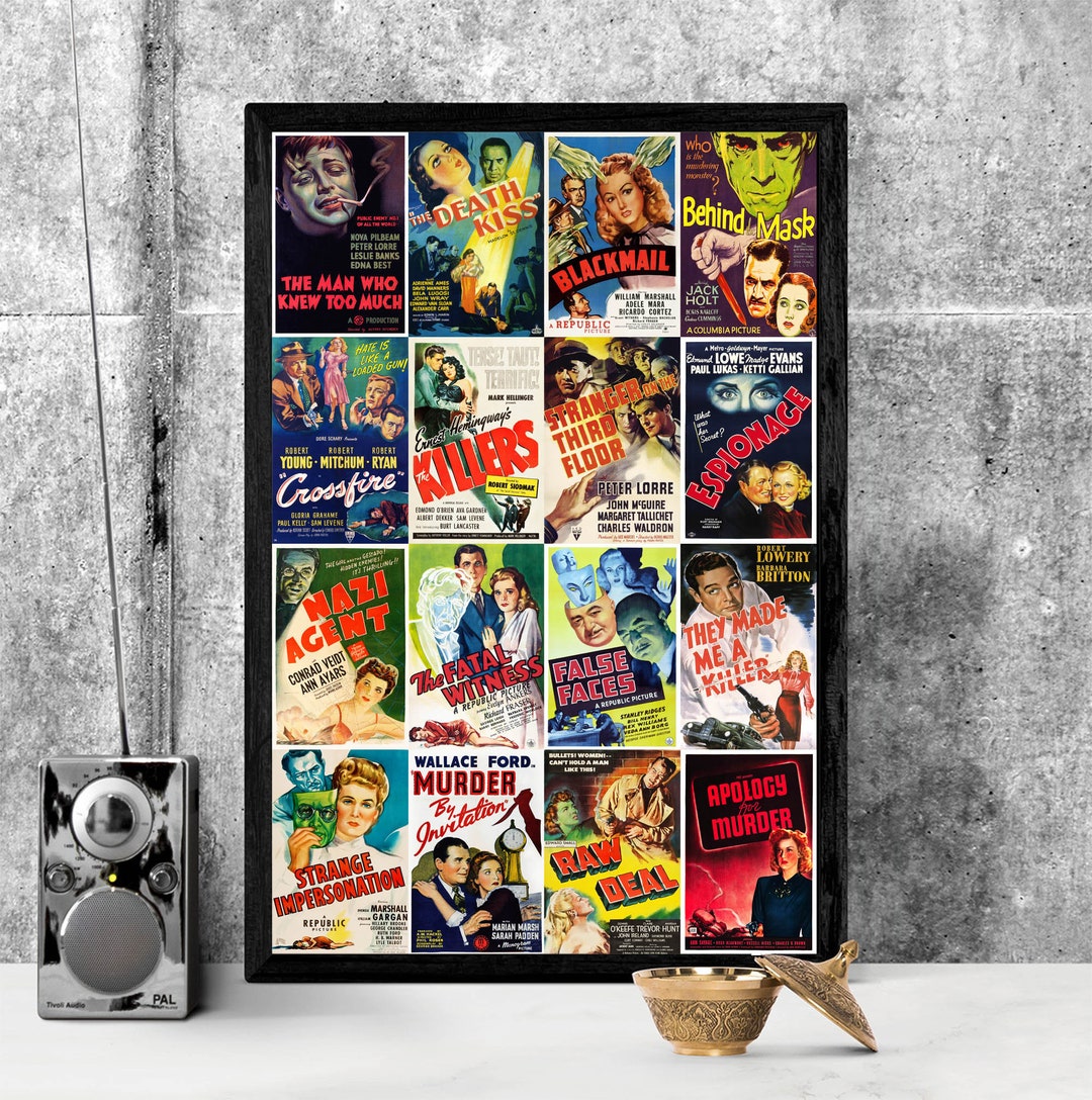 Vintage Crime Thriller Movie Poster Retro Movie Wall Art, Dramatic ...