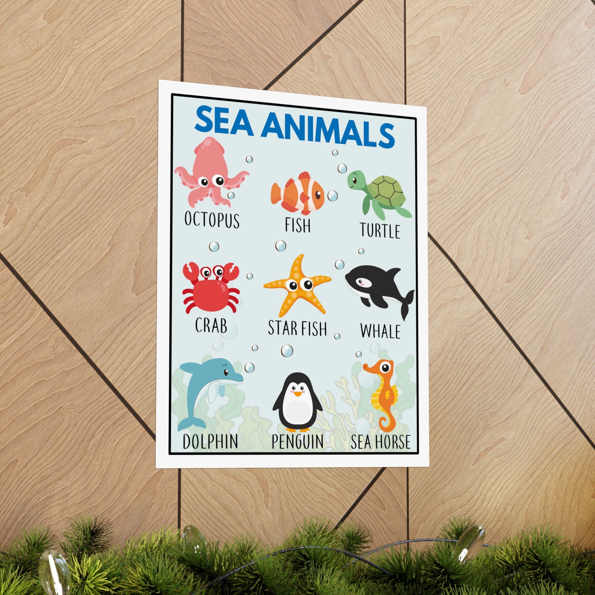 Cute SEA ANIMALS Poster | Ocean Nursery Decor, Kids Playroom, Pre ...