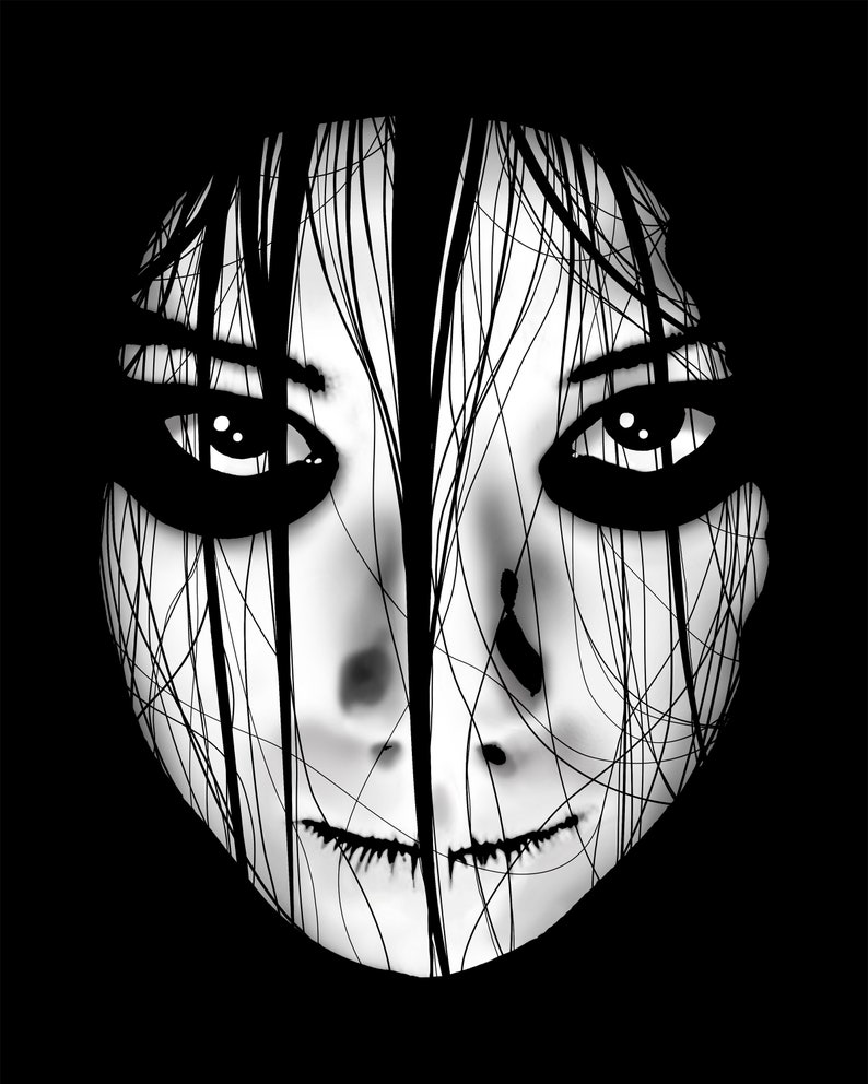 Ghost Girl Poster Haunted Face Art, Spooky Poster Art, Pop Culture Wall ...