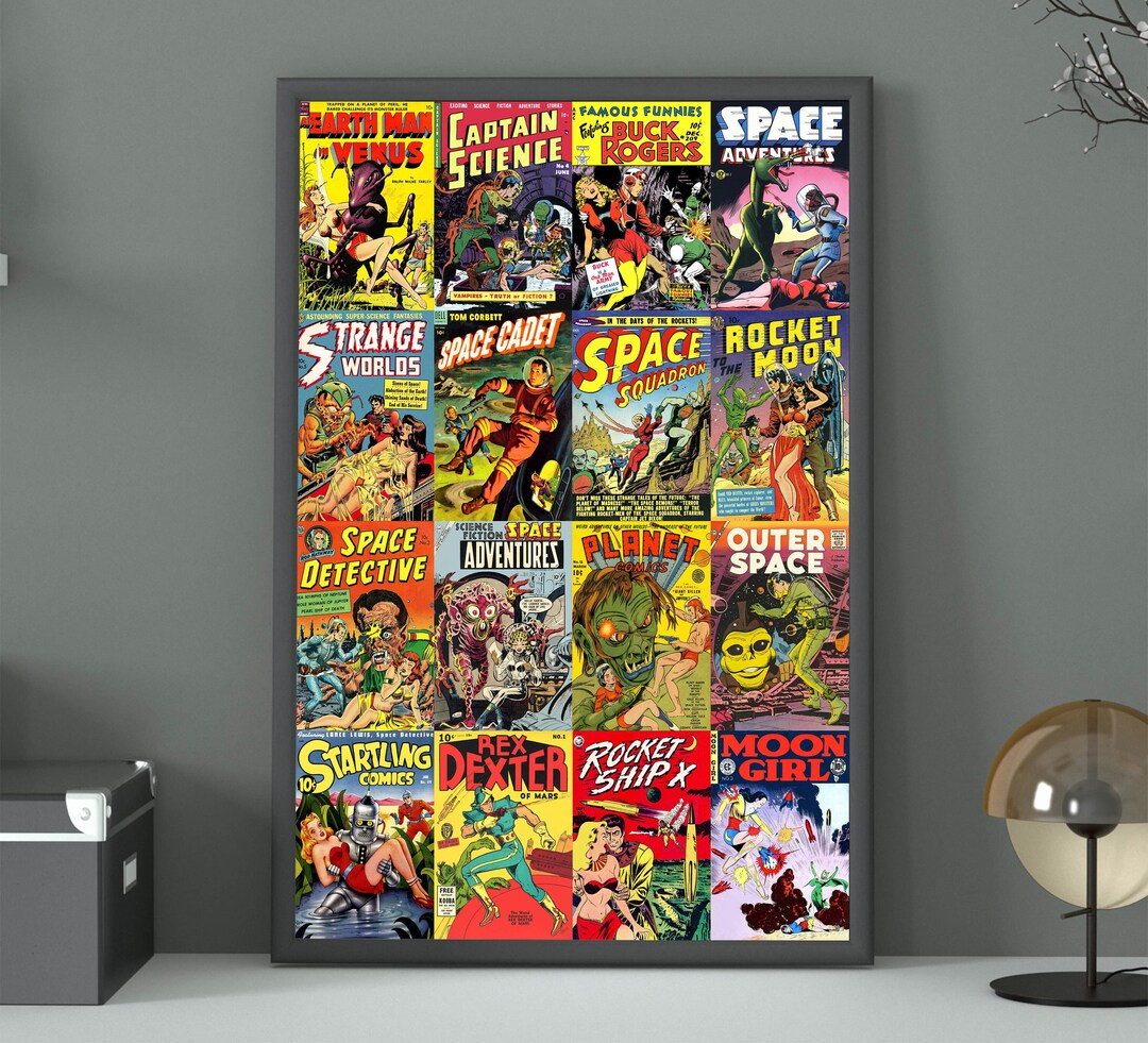 Vintage Sci-fi Comic Book Poster | Comic Book Covers, Comics Fan Gift ...