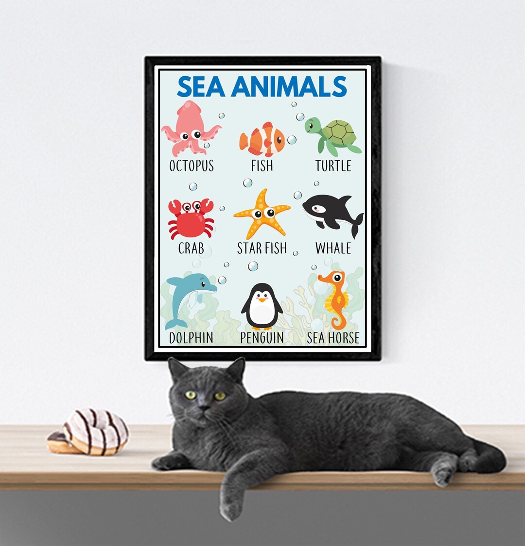 Cute SEA ANIMALS Poster | Ocean Nursery Decor, Kids Playroom, Pre ...
