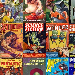 Science Fiction Pulp Magazine Covers Poster | Vintage Sci-fi Art, Retro ...