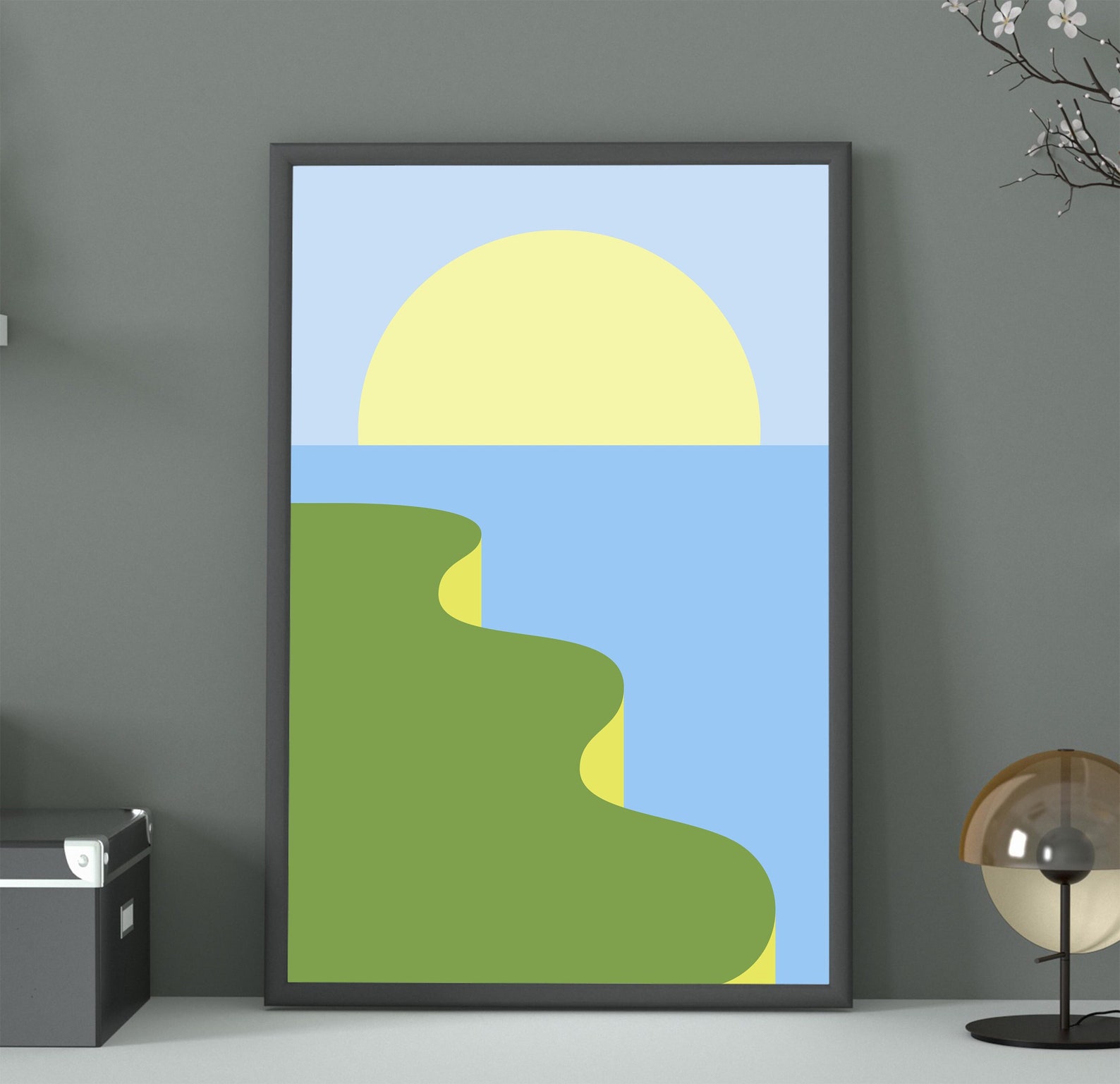 Yellow Cliffs Sunrise Art Print Minimalist Landscape, Abstract Nature ...