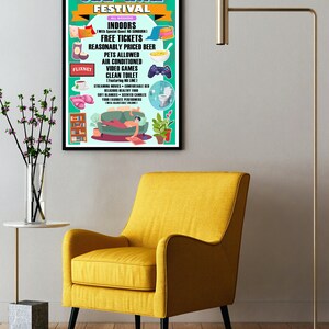 Funny "stay at HOME Festival" Poster | Parody Music Fest Sign, Quirky ...