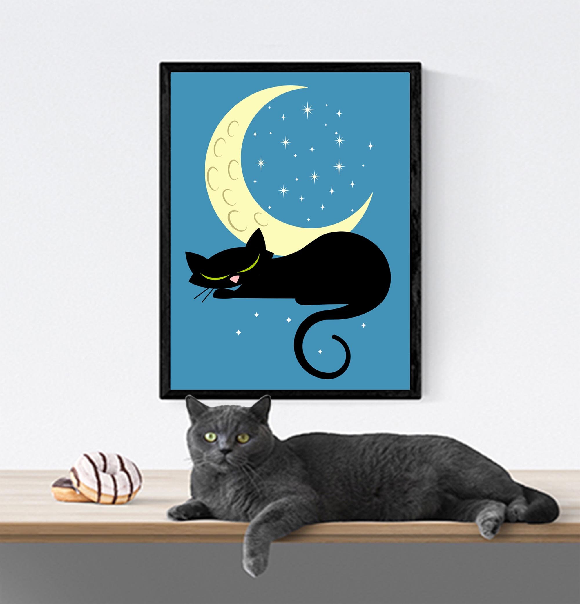 Sleepy Cat Art Print | Atomic Kitten, Mid-century Modern Print ...