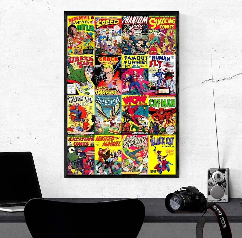 Vintage Super Hero Comic Book Poster Comic Book Covers - Etsy