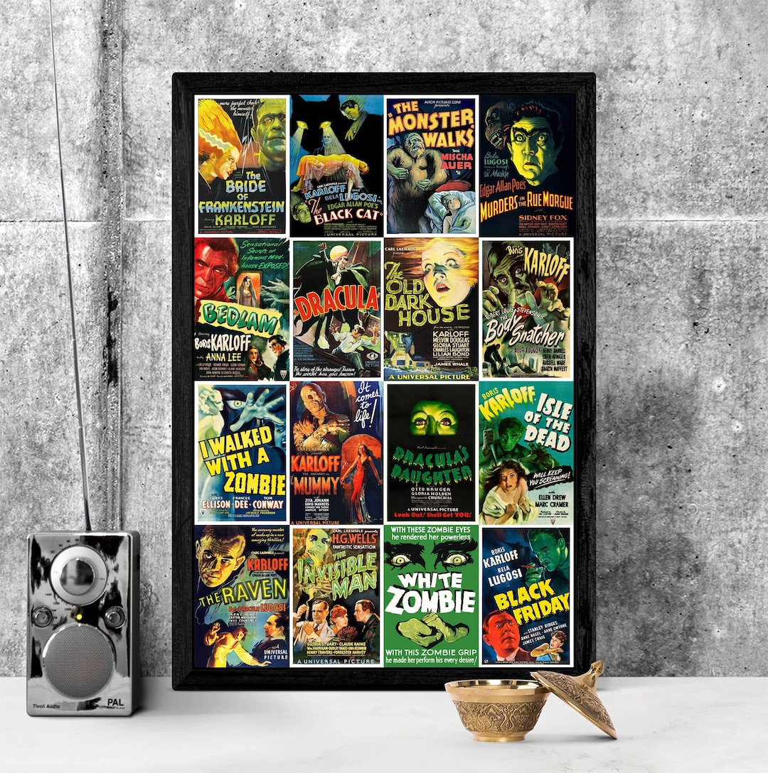 Vintage Horror Movies Poster | Retro Scary Movie Wall Art, Spooky ...