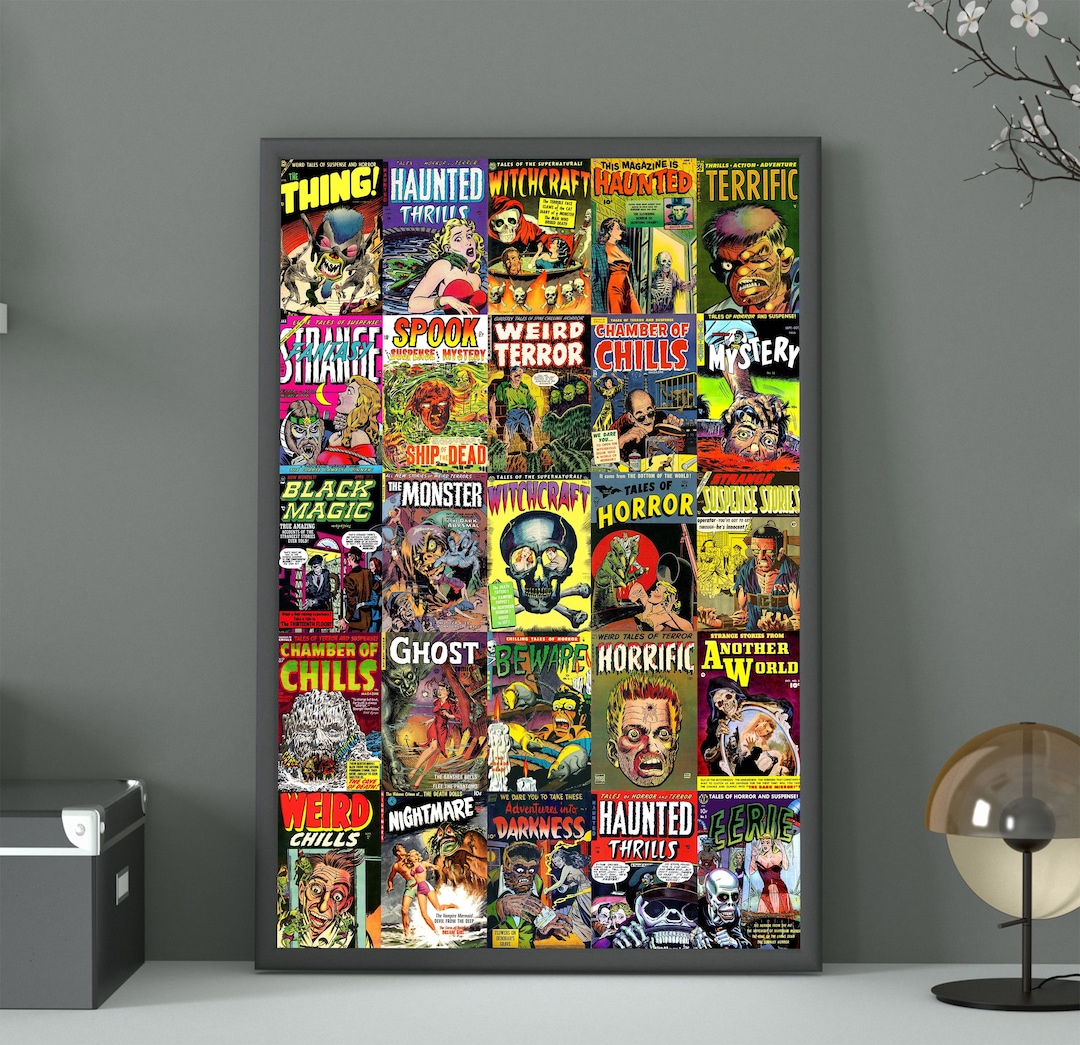 Horror Comic Book Covers Poster | 1950s Comics Covers, Horror Fan Gift ...