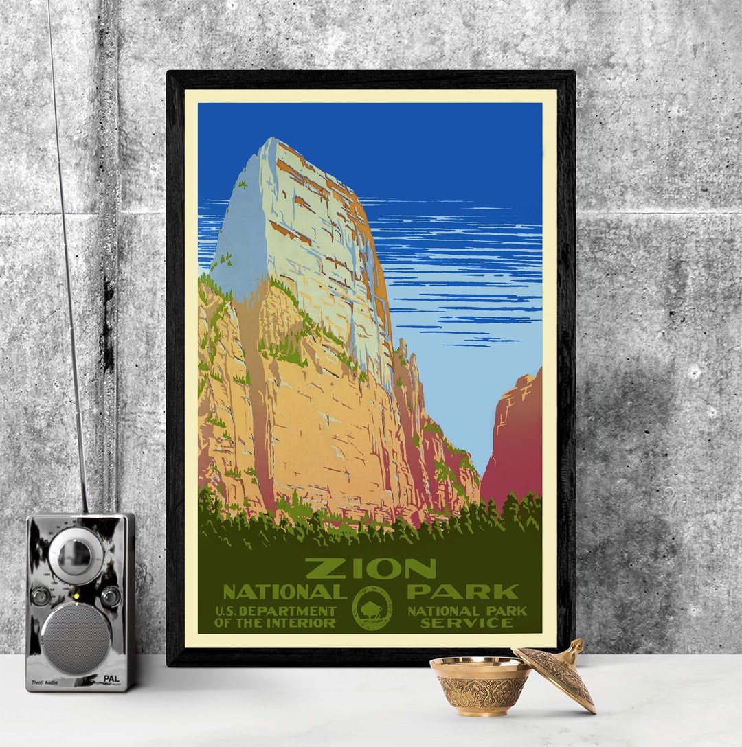 Zion National Park Vintage Travel Poster | Utah Scenic Park, Southwest ...