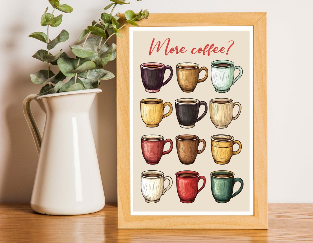 Farmhouse More Coffee Art Print, Colorful Boho Kitchen Decoration ...
