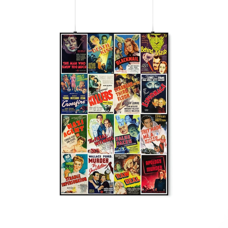 Vintage Crime Thriller Movie Poster | Retro Movie Wall Art, Dramatic ...