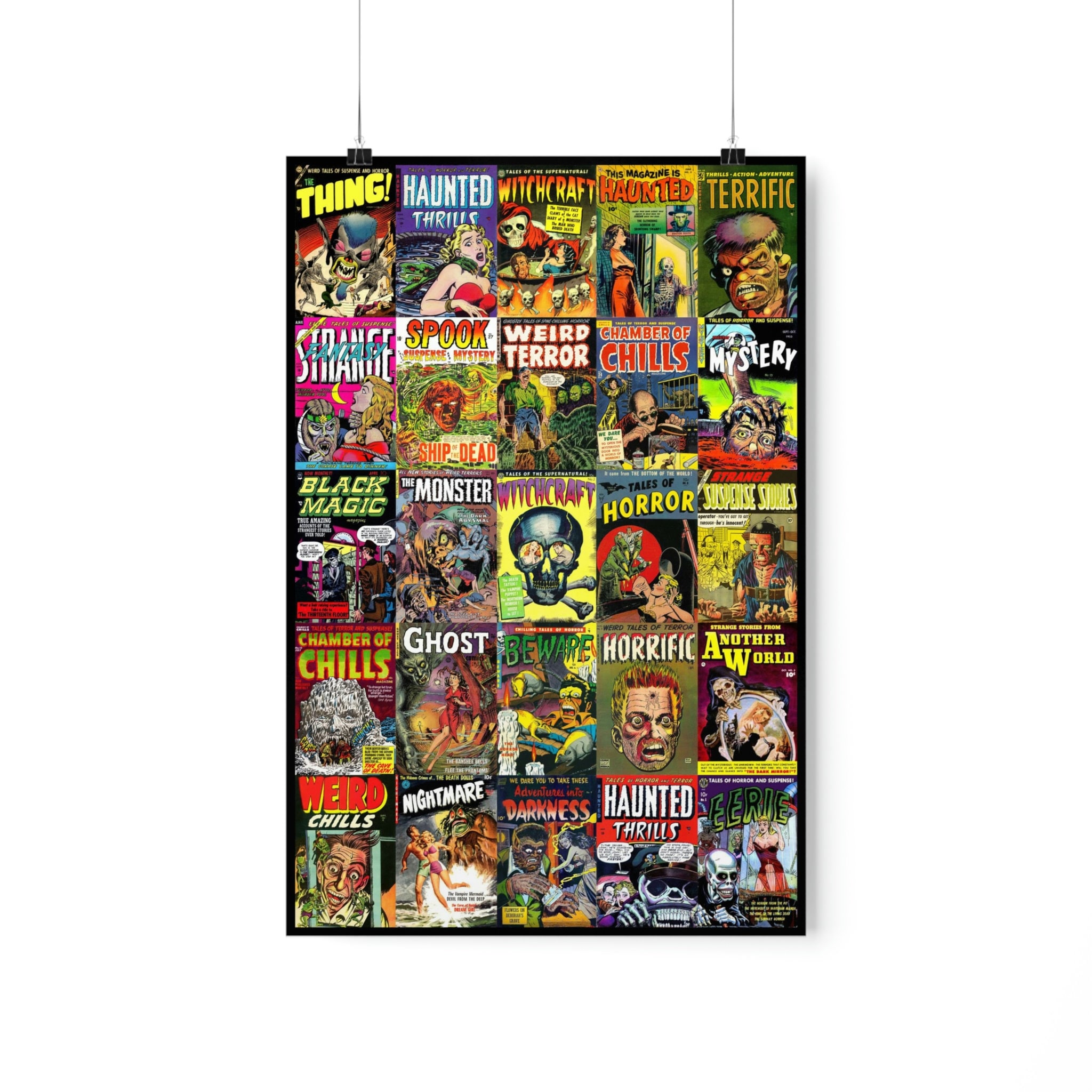Horror Comic Book Covers Poster | 1950s Comics Covers, Horror Fan Gift ...
