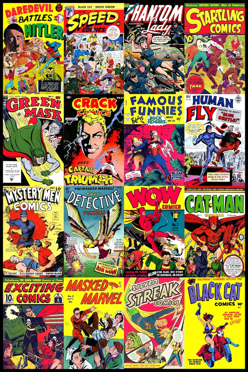 Vintage Super Hero Comic Book Poster Comic Book Covers, Comics Fan Gift ...