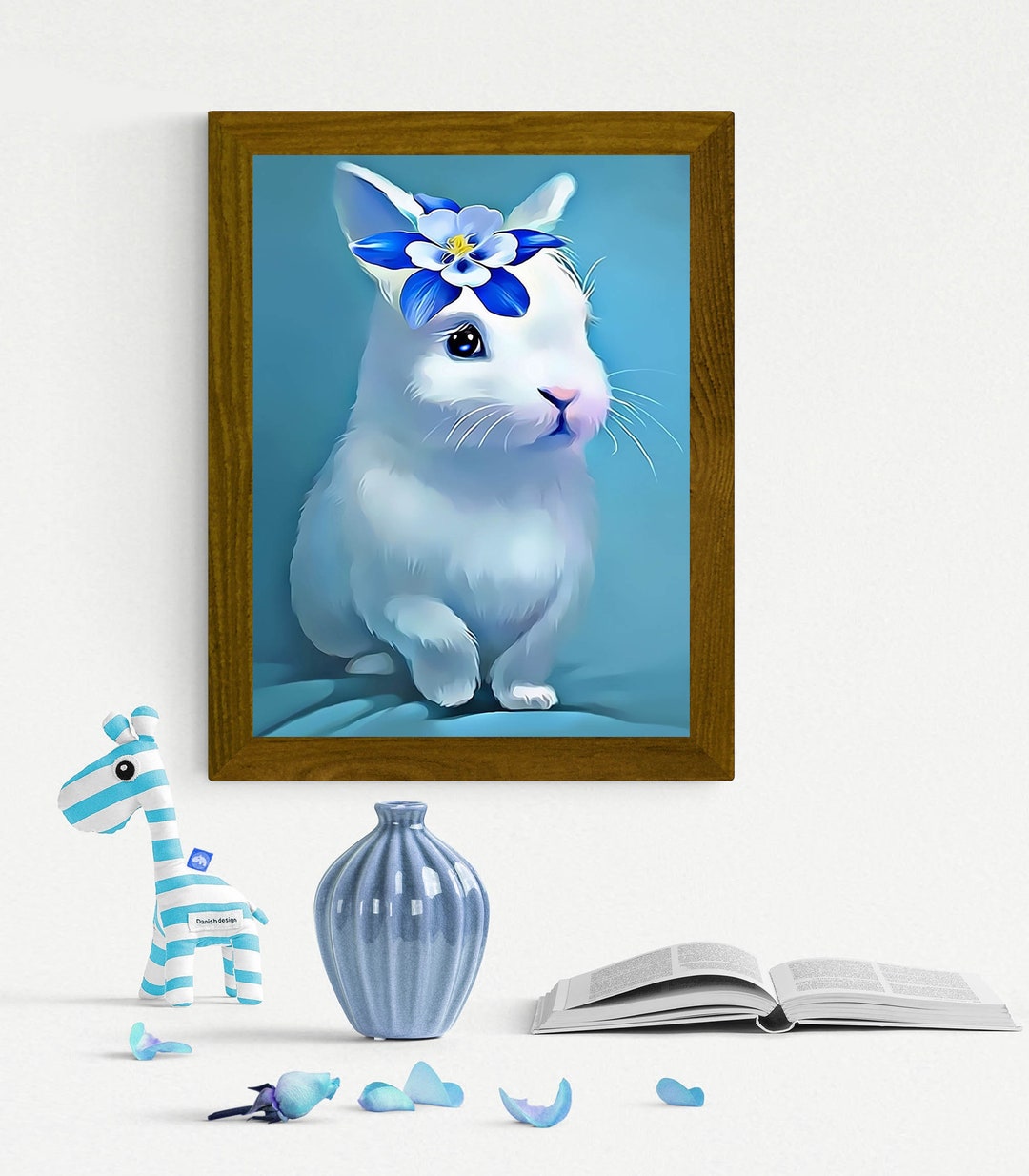 Beautiful Bunny in Blue | Baby Animal Art, Cute Cuddly Bunny With ...