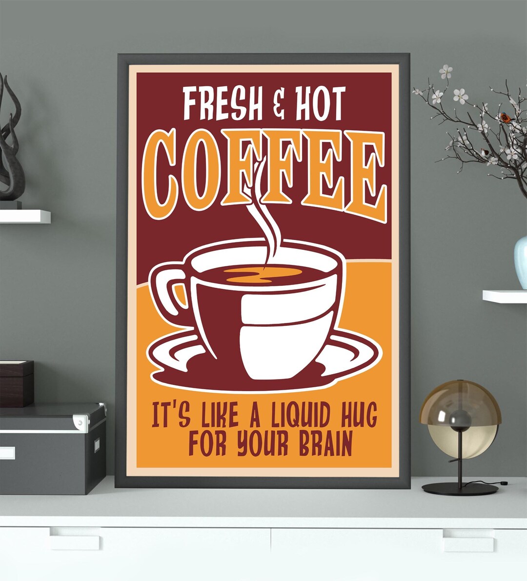 Funny Coffee Wall Art | Retro Drink Poster, Vintage Artwork, Trendy ...