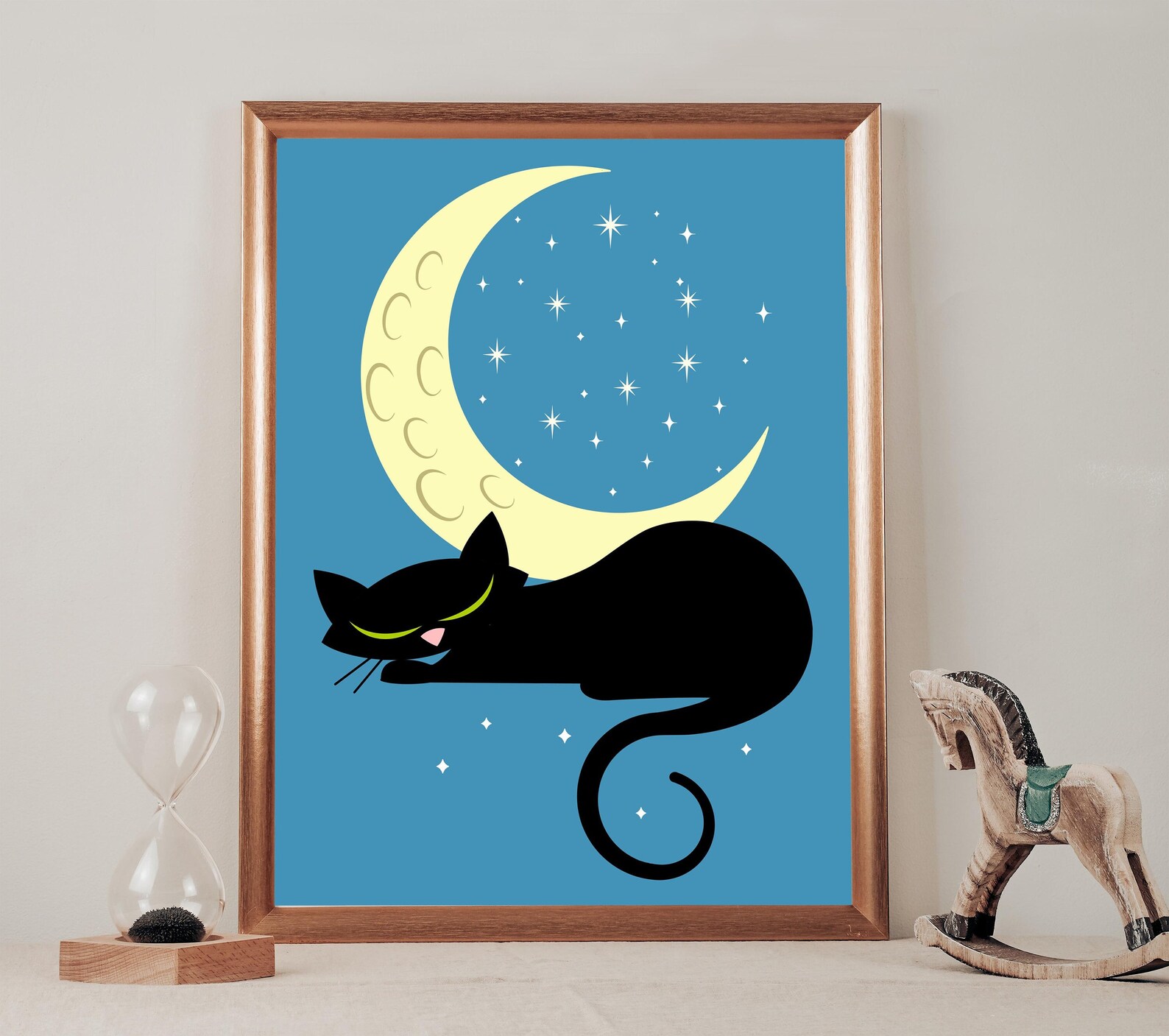 Sleepy Cat Art Print | Atomic Kitten, Mid-century Modern Print ...